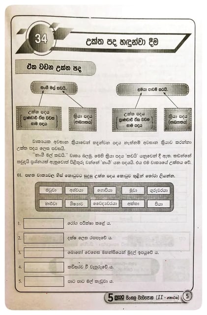 සතර සිංහල වැඩ පොත 5 ශ්‍රේණිය - II කොටස | Sathara Sinhala Wada Potha ...