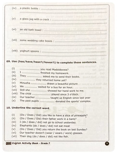 Sathara English Work Book Grade 7 | Sathara Publications | පොත් පැංචා ...